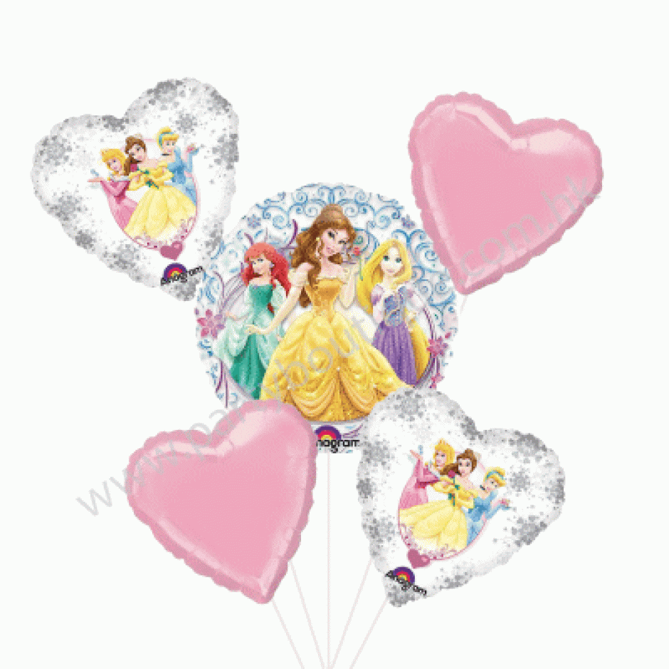 Disney Princesses Foil Balloon Bouquet of 5 (with weight)