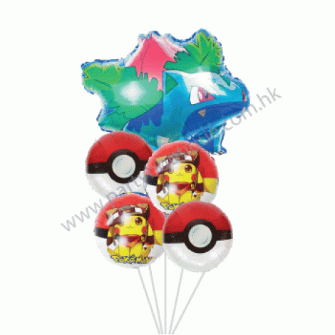 Pokemon Bulbasaur Foil Balloon Bouquet of 5 (with weight)
